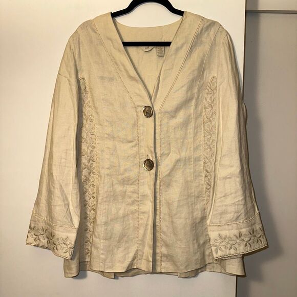 J. Jill | Jackets & Coats | J Jill Womens Large Beige Tan 0 Linen ...